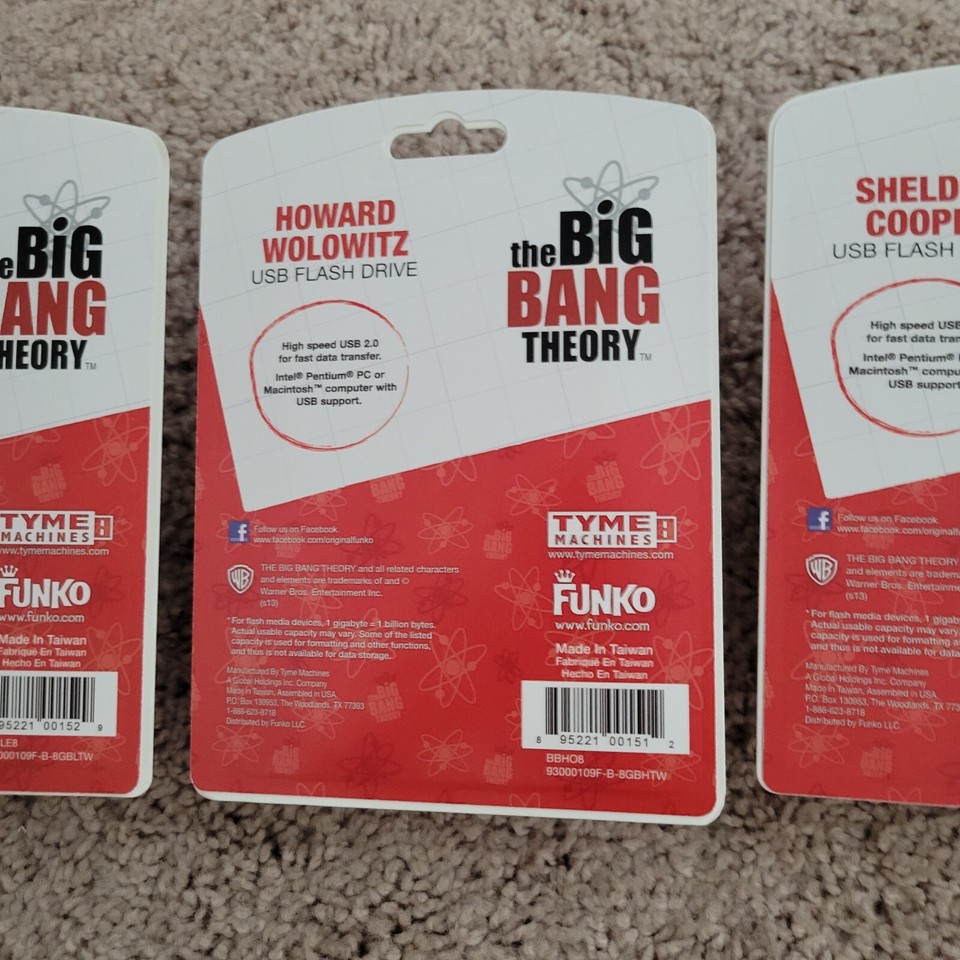 Set Of 3 Big Bang Theory 8 GB USB Flash Drives - Sheldon, Leonard ...