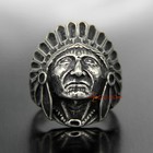 Retro Stainless Steel Indian Chief Apache Head Headdress Biker Rocker ...