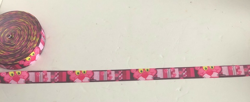 Large Roll - 1" Inch wide Pink Panther Printed Ribbon - Roll is 5.75 ...