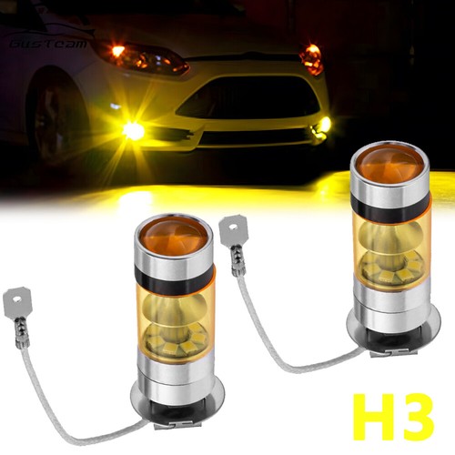 2X Daytime Running Lamp H3 4300k LED 100W Fog Light DRL Bulbs Yellow ...