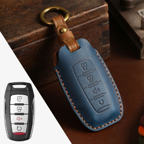 Leather Car Remote Key Fob Cover Case For Great Wall GWM CANNON Blue ...