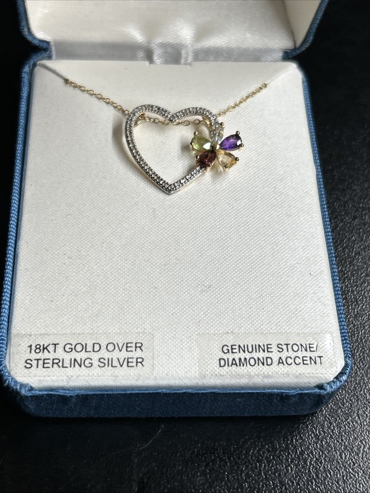 Sterling Reflections Heart Charm with Necklace Goody's 18k gold over ...