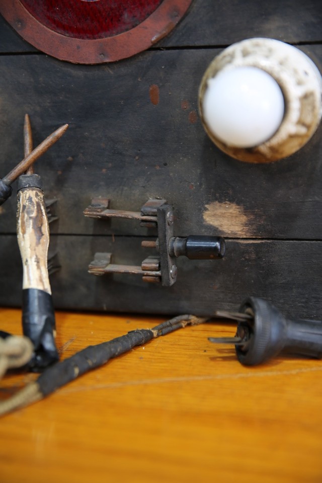 Antique Knife Switch Electrical Panel Fuse Board STOP taillight Lens ...