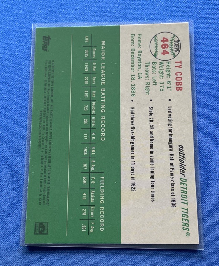 2023 Topps Chrome Platinum Anniversary #464 Ty Cobb Detroit Tigers | eBay