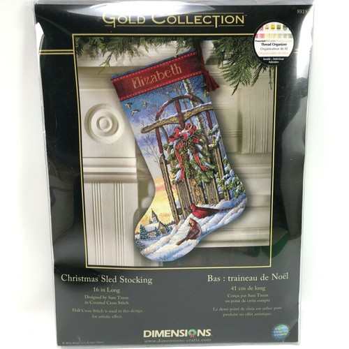 Dimensions CHRISTMAS SLED STOCKING 8819 Cross Stitch Kit NEW Sam Timm ...