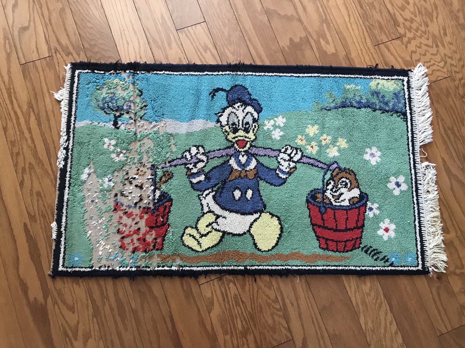 Vintage 1950s Donald Duck And Chip And Dale Rug | eBay