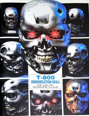 12"T800 SKULL with LED EYES and BASE Terminator Sci-Fi Movie Vinyl ...