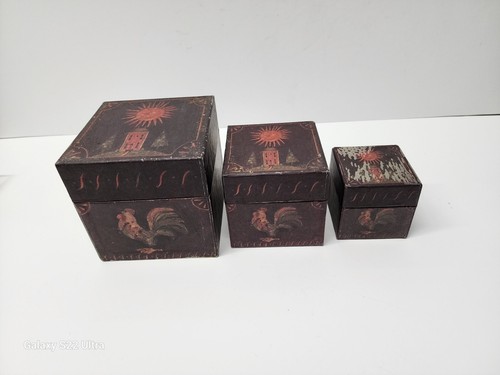 Lang Co. Bob's Boxes 3 Shimmel's Chicken Rooster Square Nesting Boxes w ...