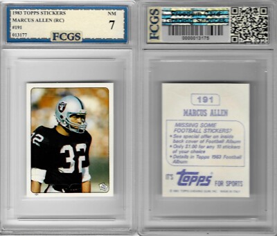 1983 Topps Stickers Marcus Allen RC #191 Graded FCGS 7 NM | eBay