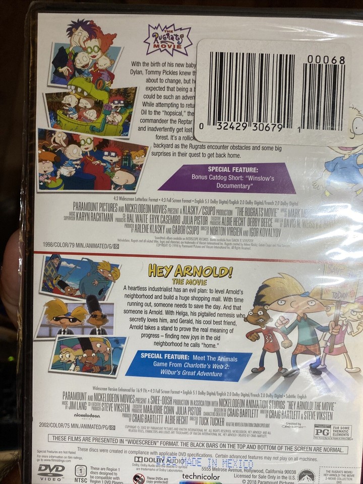 THE RUGRATS MOVIE / HEY ARNOLD! THE MOVIE [New DVD] 2-Movie Collection ...