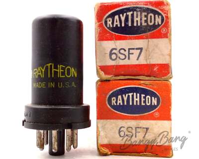 2 Raytheon 6SF7 Metal Diode Super Control Amp. Pentode Audio Vacuum ...