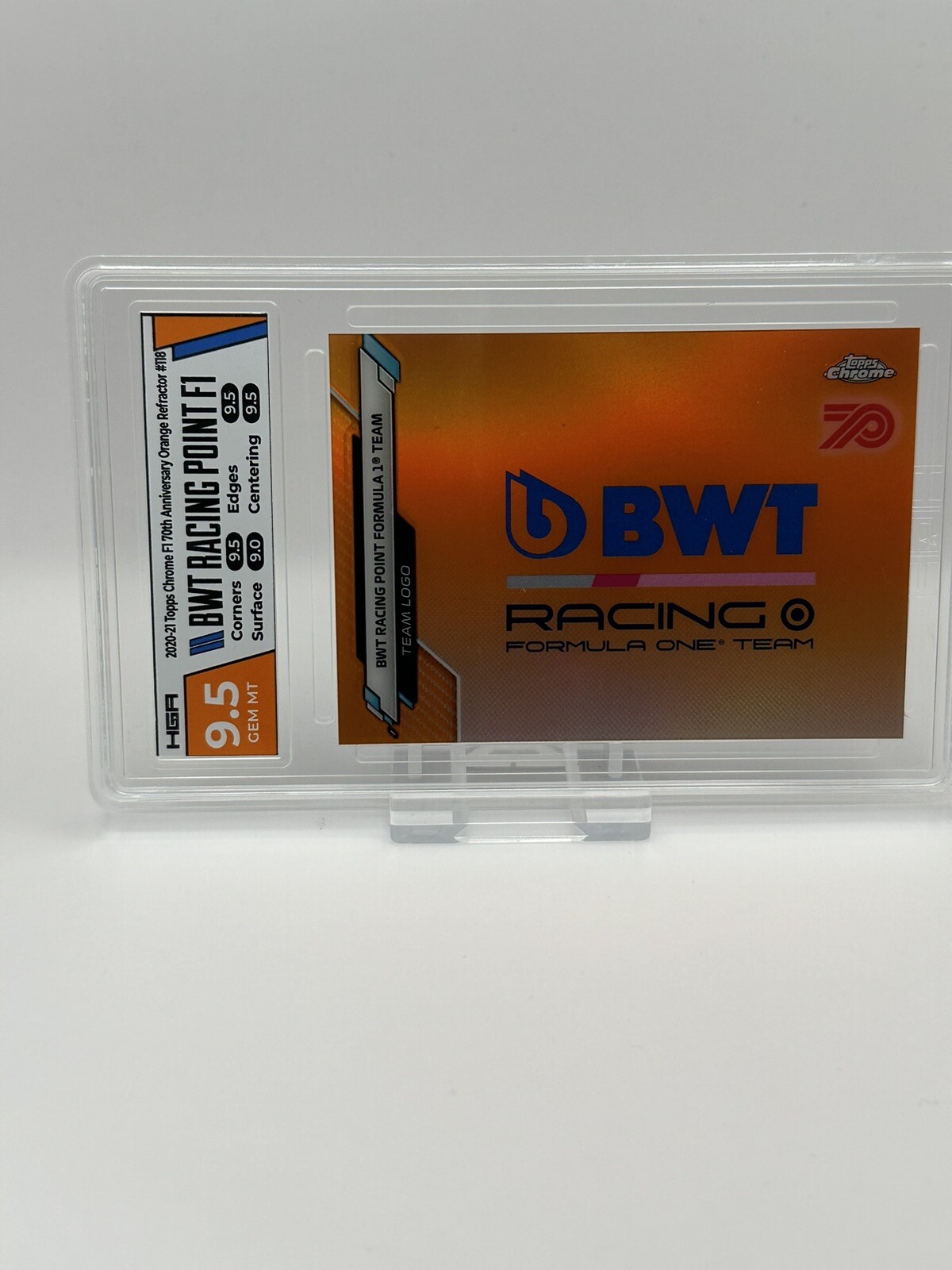 2020 Topps Chrome F1 BWT Racing Point Logo Orange 70th Refractor HGA 9. ...