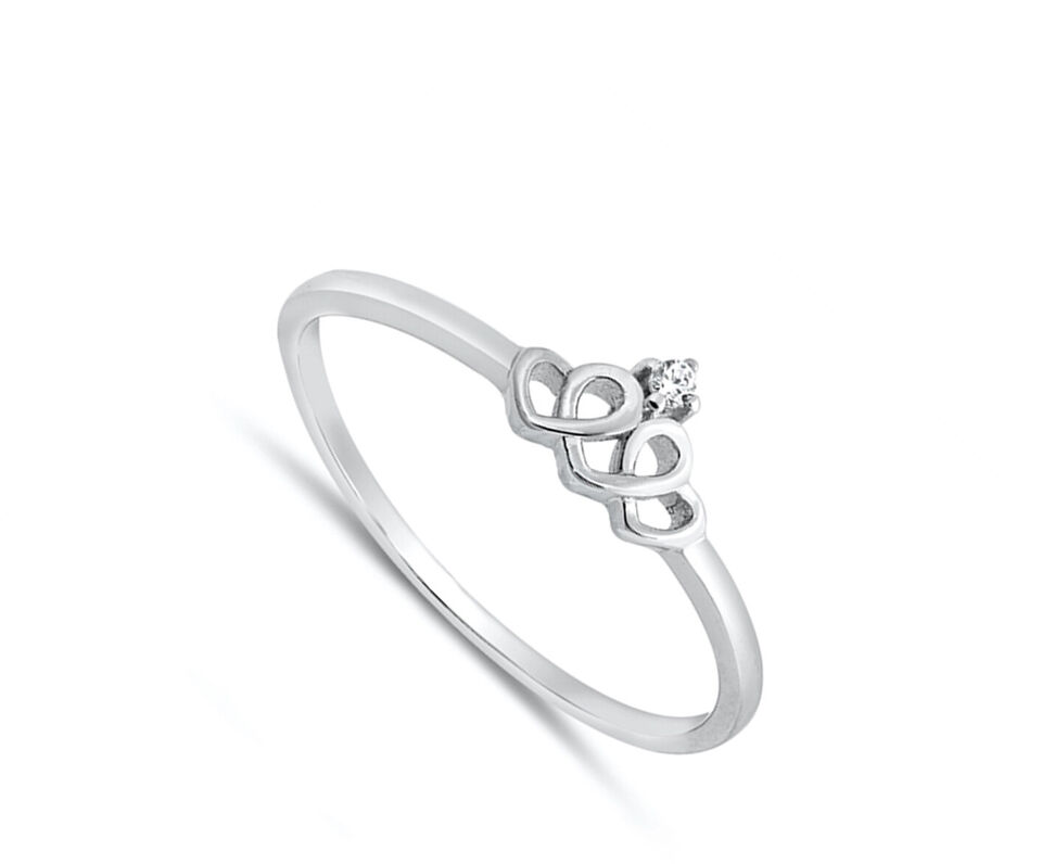 Clear CZ Infinity Heart Knot Promise Ring .925 Sterling Silver Band ...