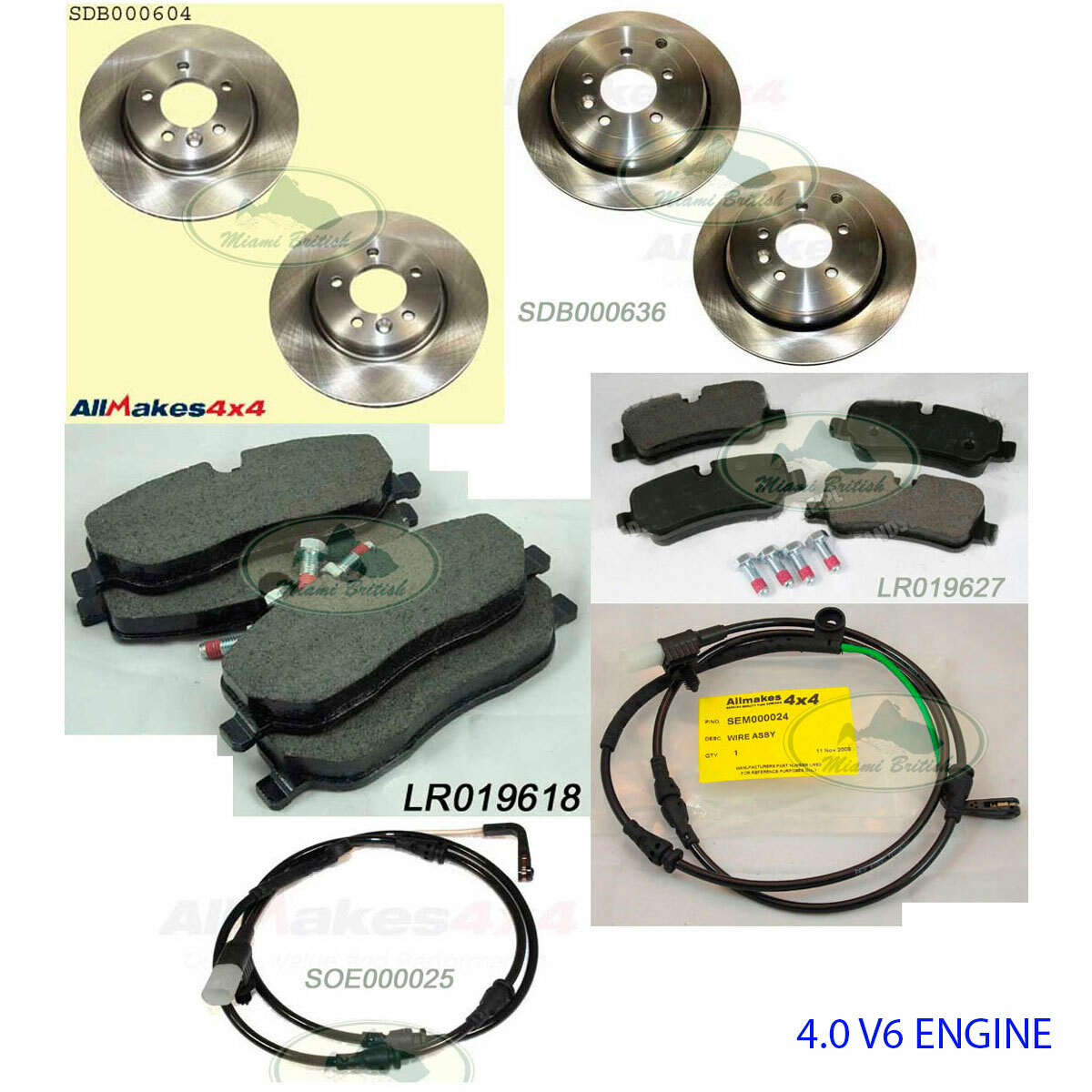 LAND ROVER BRAKE ROTOR DISC PAD & SENSOR SET LR3 05-06 ALLMAKES4x4 | eBay