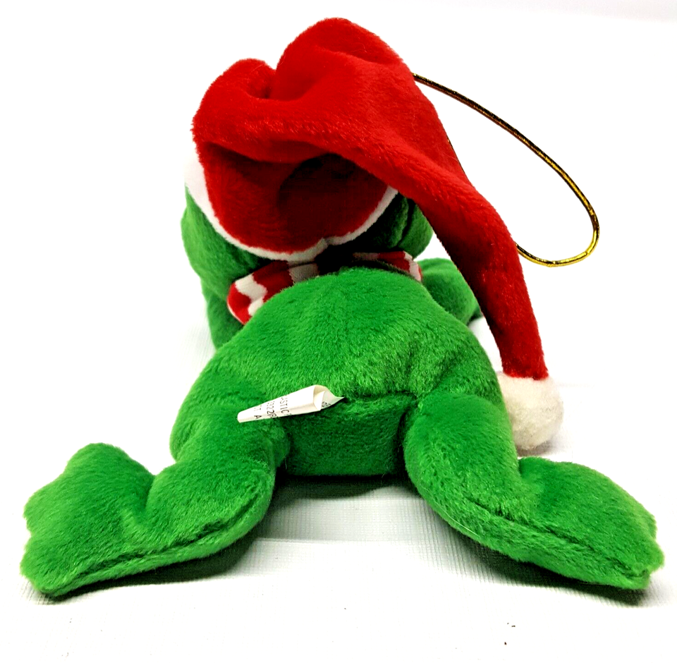 Christmas Plush Frog In Santa Hat & Scarf 7" Ornament Cheeks Stuffed ...