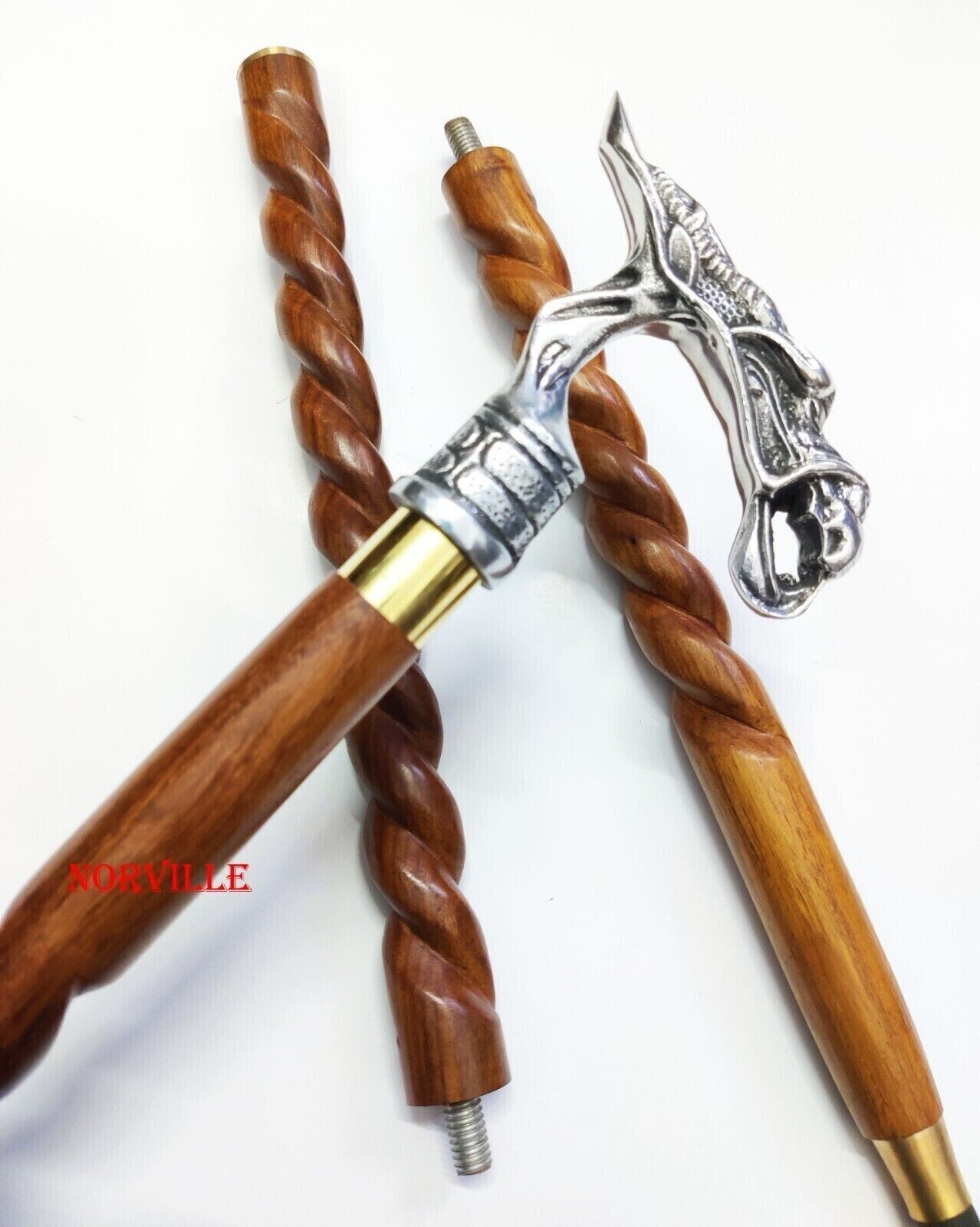 Aluminum Designer Dragon Head Handle Men Choice Woode… - Gem