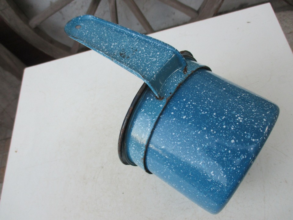 Vintage 1950 Enamel Granite Blue Kitchen Container Salt Box With Ring ...
