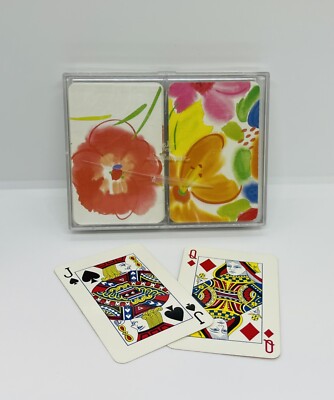 Beautiful 1992 Hallmark Playing Cards Double Deck Floral with Case | eBay