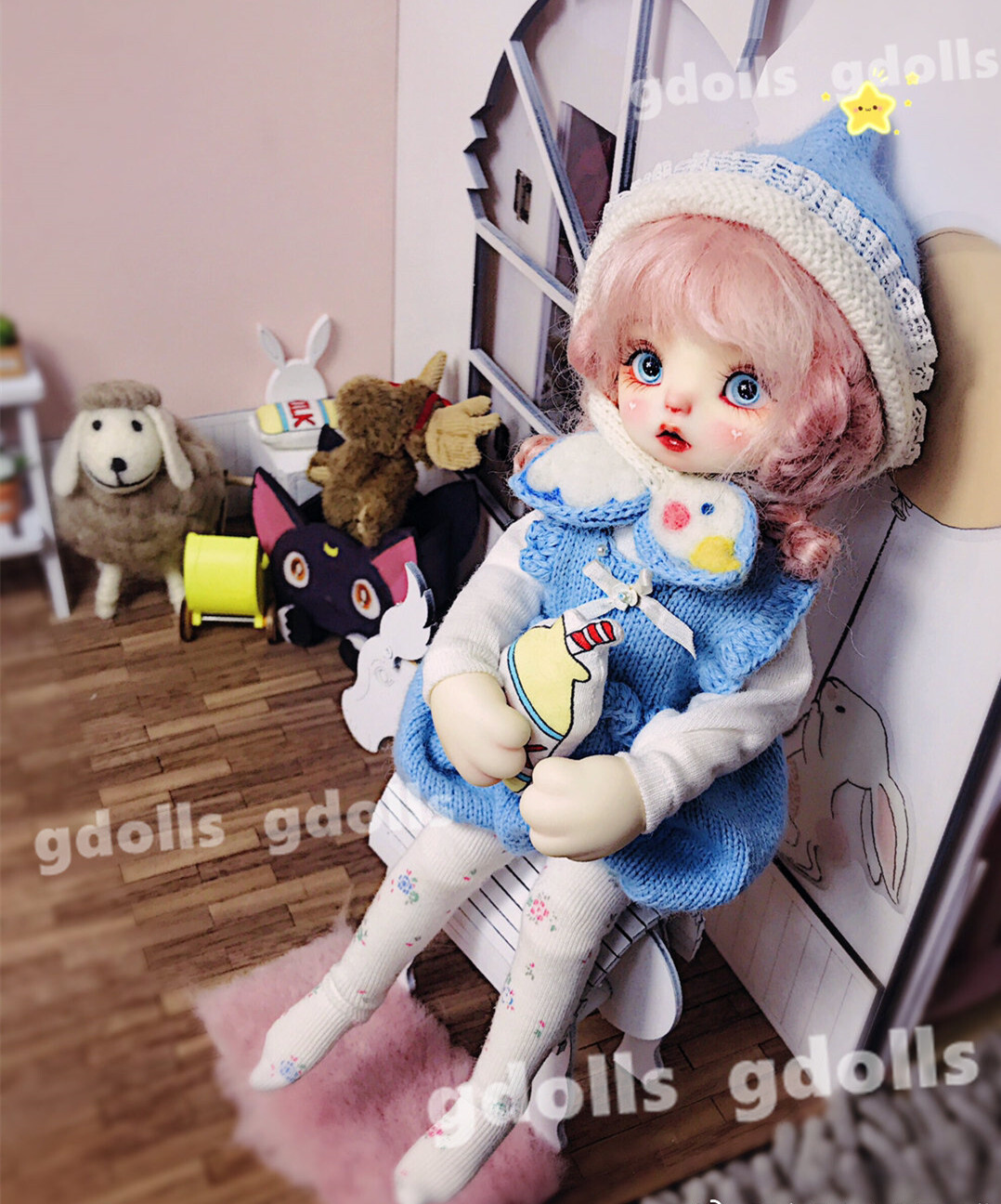 Bjd 1/6 Doll Face make up eyes Resin Figures Rabbit Animal Body White ...