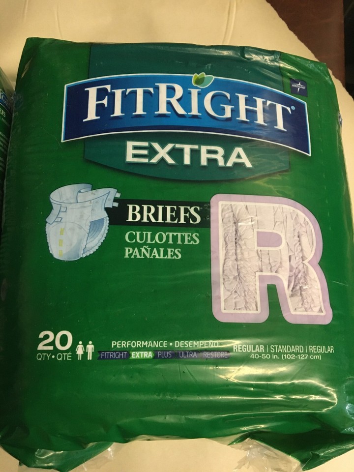 MIDLINE FITRIGHT EXTRA DISPOSABLE BRIEFS 44"-50" 40 BRIEFS DISPOSABLE ...