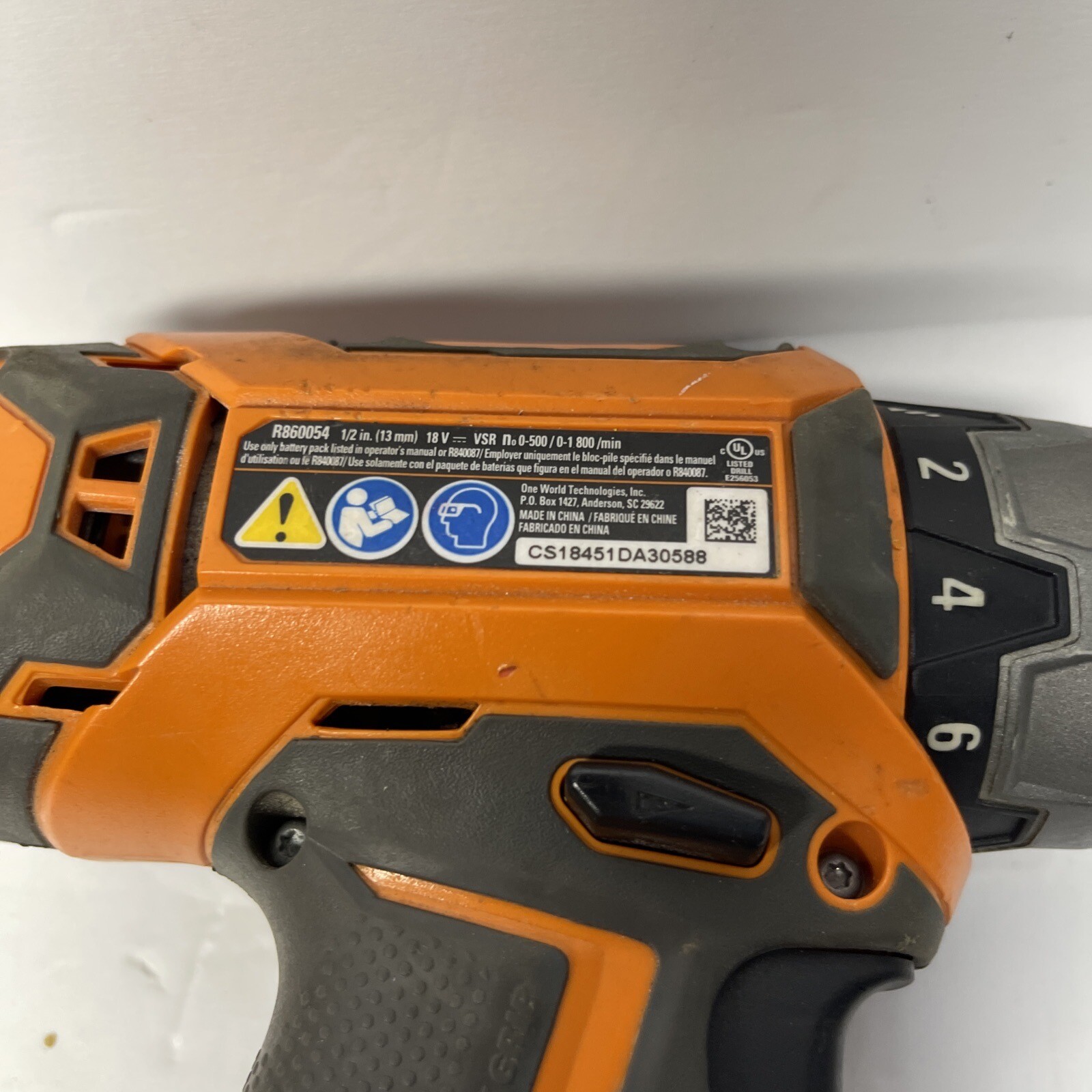 RIDGID R860054 18 VOLT 1/2" DRILL DRIVER (246) *Used* | eBay