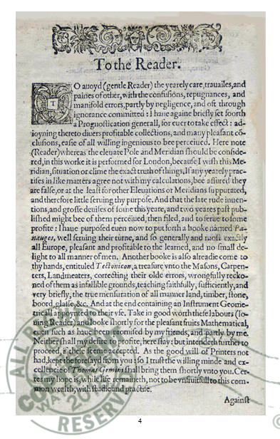 Leonard Digges (1596) Prognostication Everlasting of Right Good ...