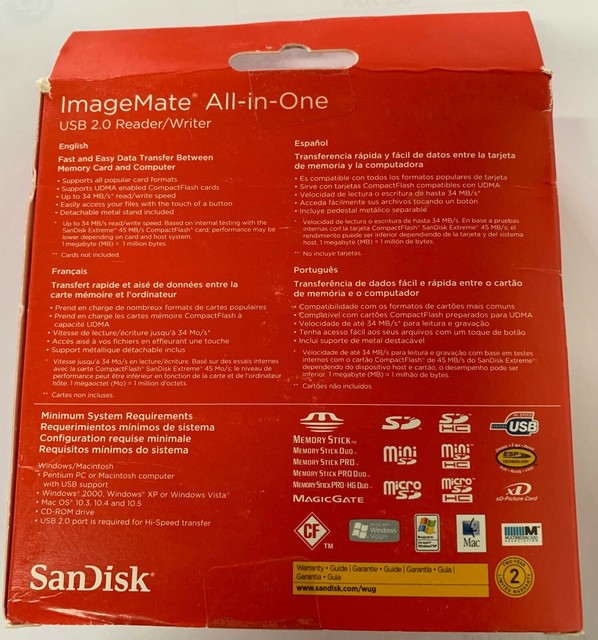 SanDisk ImageMate All-in-one USB 2.0 Memory Card Reader/writer up to 34 ...