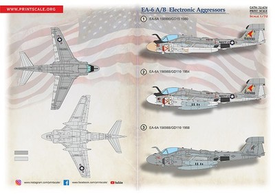 Print Scale Decals 1/72 GRUMMAN EA-6A/B PROWLER ELECTRONIC AGGRESSORS ...