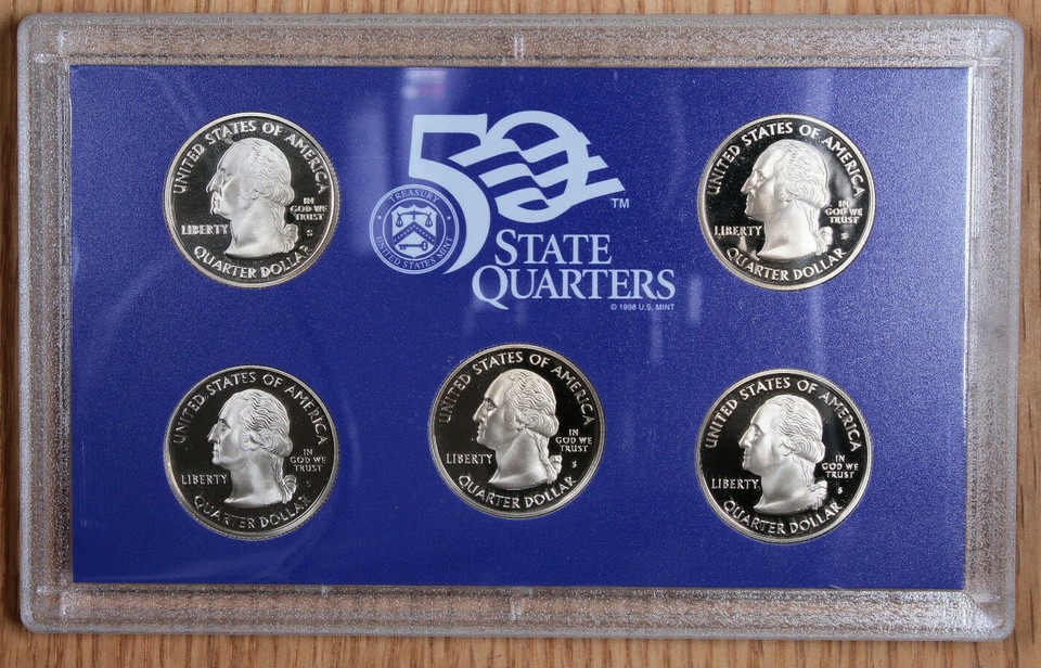 2008 S US Mint Clad Quarter Proof Set 50-State Quarters - 5 Coins ...
