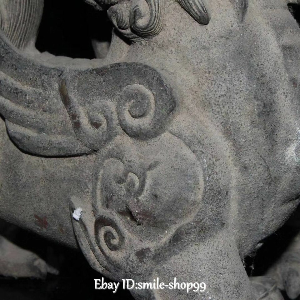 Chinese Old Soild Bronze Feng Shui Dragon Pixiu Unicorn Fly Beast ...