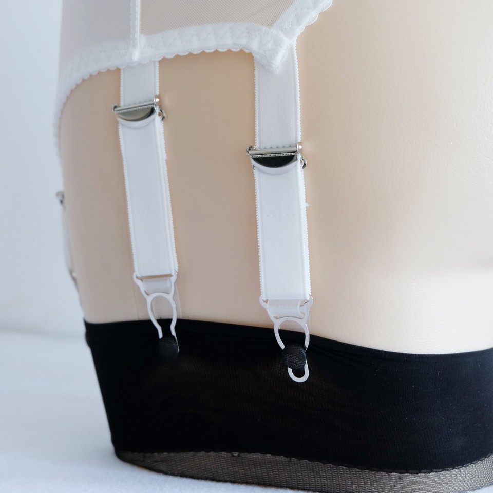 Luxallacki Sheer Mesh Cloth Splicing 6 Straps Garter Belt Shaping ...