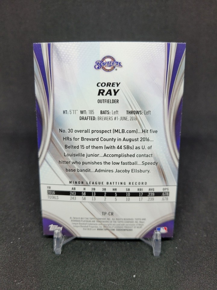 Corey Ray 2017 Bowman Platinum Top Prospects ROYAL BLUE TP-CR | eBay
