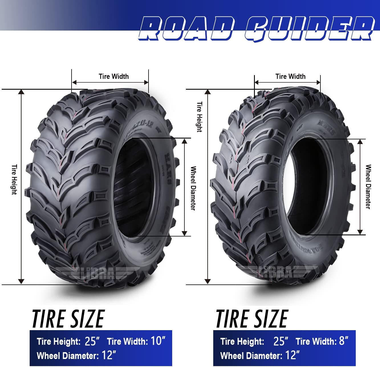 4PC ATV Tires 25" 25x8-12 25x8x12 25x10-12 25x10x12 6PR Front & Rear ...