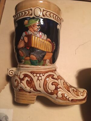 Vintage German Deutschland Beer Boot Stein Cobalt and Ivory Set Of 2 | eBay
