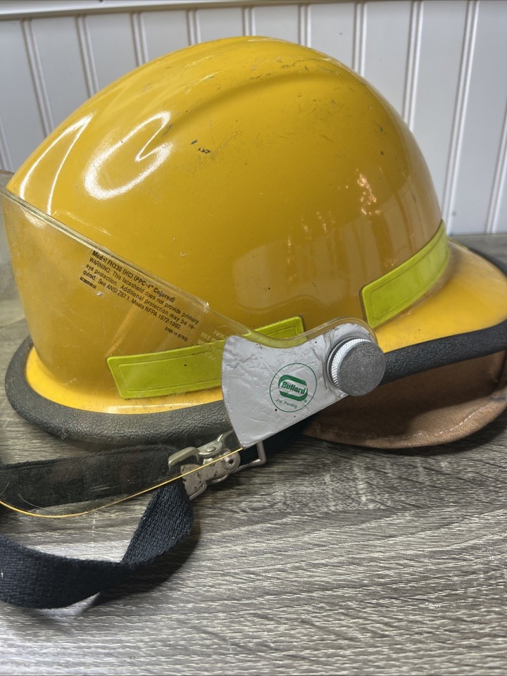 VTG BULLARD FX Firedome II Fire Firefighter Helmet Face Shield Yellow ...