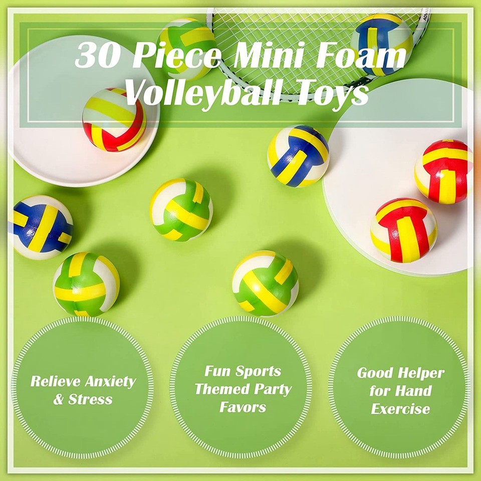 30Pcs Volleyball Stress Balls 2.36 Inch Sports Balls Volleyball Toys ...