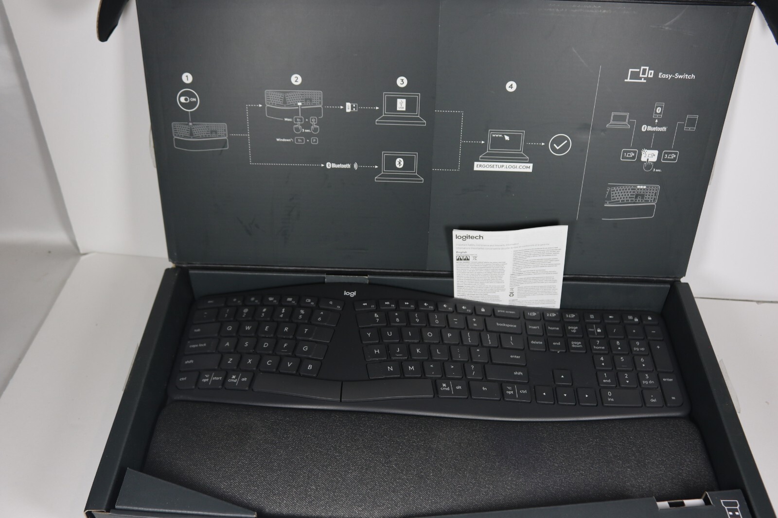 Logitech ERGO K860 Wiresless Ergonomic Split Keyboard Bluetooth In Box ...