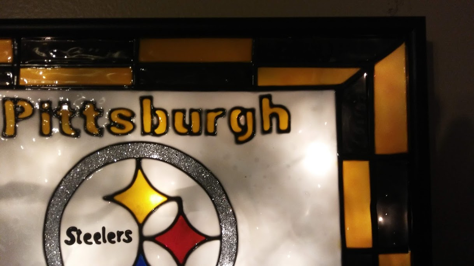 Pittsburgh Steelers Inspired Bar Sign Man Cave Stained Glass Look ...