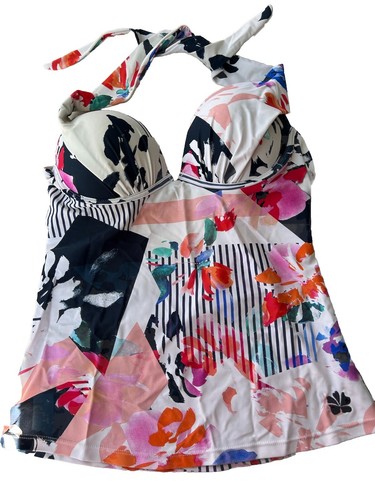 Hapari Colorful Floral Tankini Swim Top Size 12-14 Underwire Firm ...