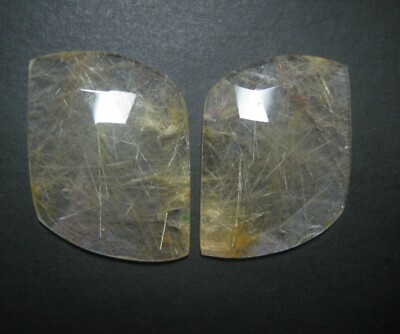 Natural Golden Rutile Rose Cut Faceted Pair Fancy 15.85 Ct Gemstone H ...