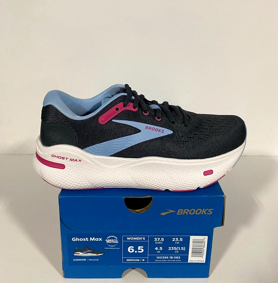 Brooks Women Ghost Max Ebony/Open Air/Lilac Rose 1203951B082 US 6.5M EU ...