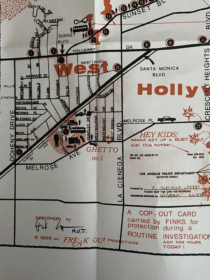 Frank Zappa Mothers of Invention FREAK OUT Hot Spots Map - Rare ...