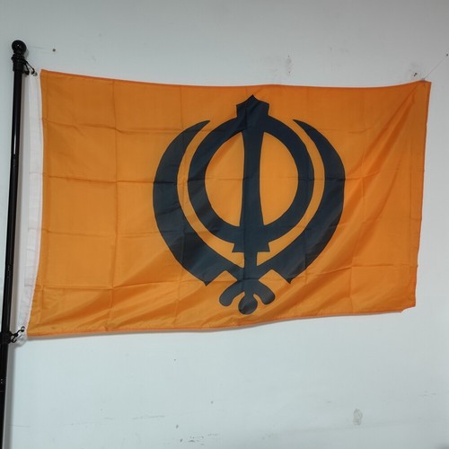 Orange Polyester Sikh Flag Indian Sikhism Religion Banner Outdoor Decor ...