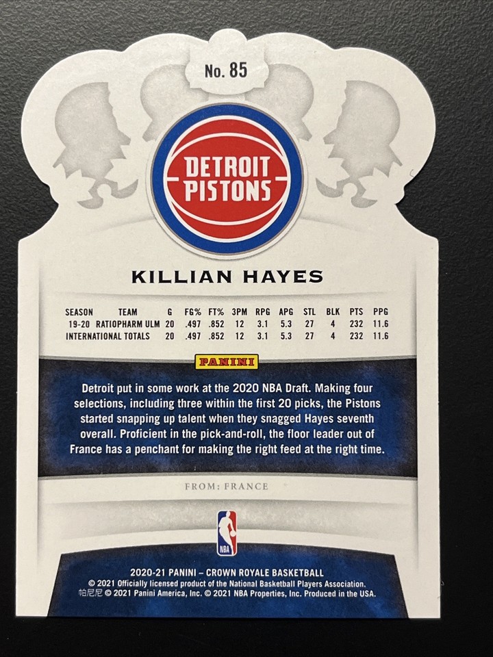 2020-21 PANINI CROWN ROYALE KILLIAN HAYES CRYSTAL RED TMALL ROOKIE CARD ...