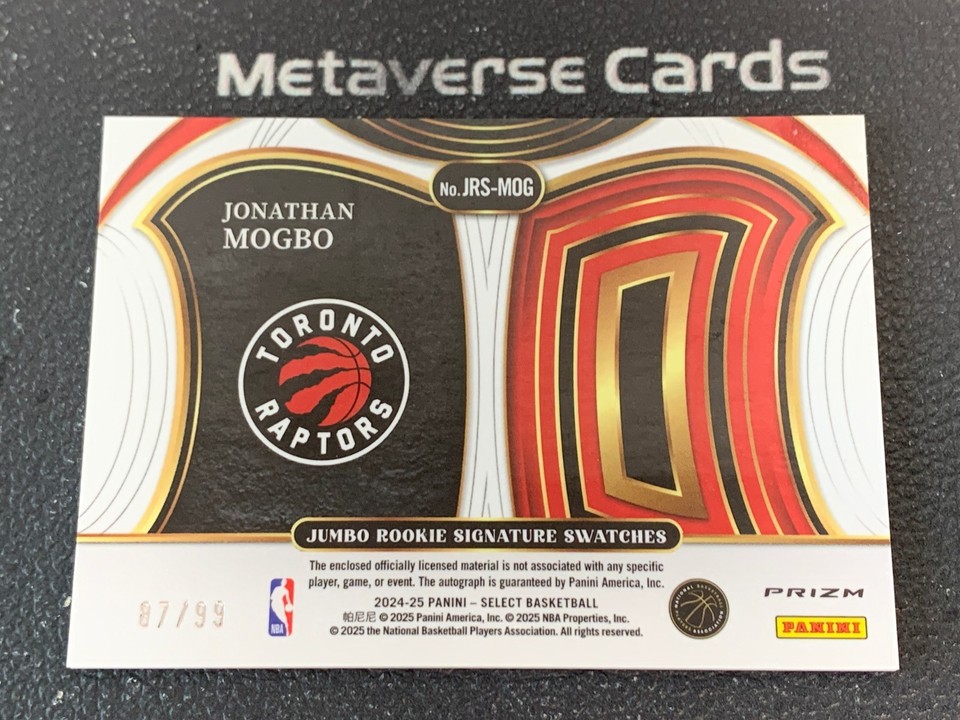 2024-25 Panini Select Jonathan Mogbo Jumbo Rookie Signature Swatches ...