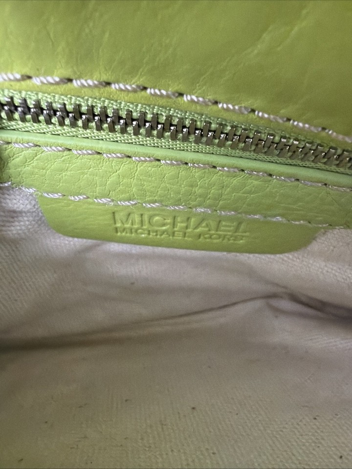 Michael Kors Jet Set EW Flap Leather Chain Clutch Lime Green NWT Worthy ...