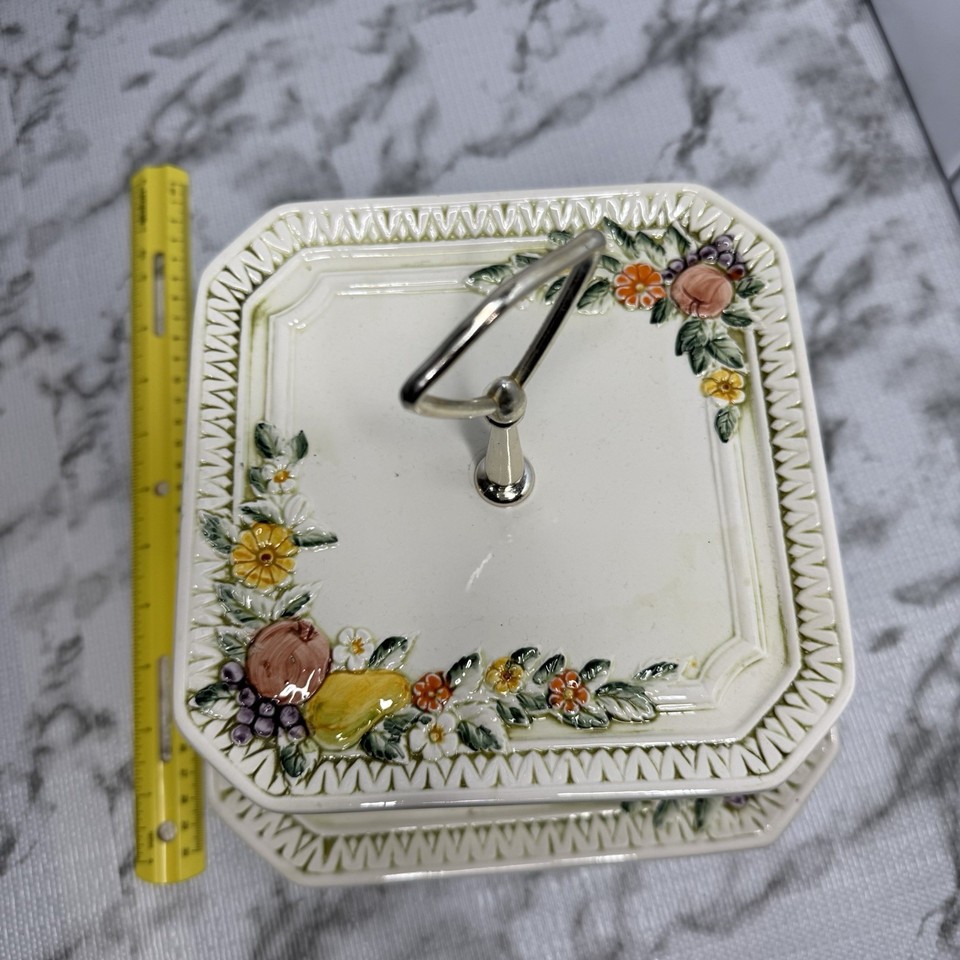 Vintage Lefton China 2 Tier Tidbit Tray Fruit Pattern Dessert Serving ...