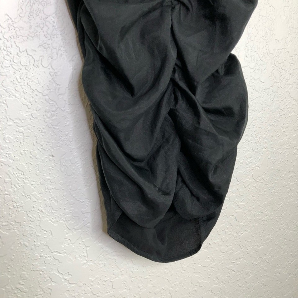 Lovers & Friends Moda Mini black ruched pom pom dress size Small party ...