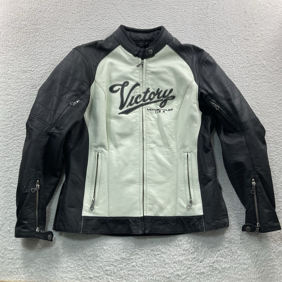 Victory Motorcycles USA Leather Biker Jacket Women XL Black Full Zip ...