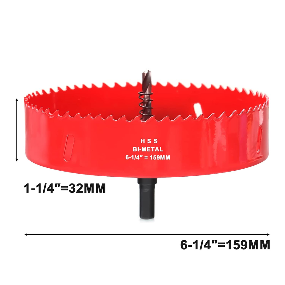 6-1/4 Inch Hole Saw for Recessed Lighting, 159Mm HSS Bi-Metal Hole ...